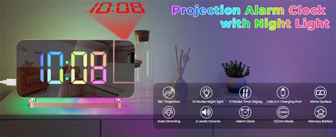 Szelam Projection Alarm Clock74 In Led Mirror Digital