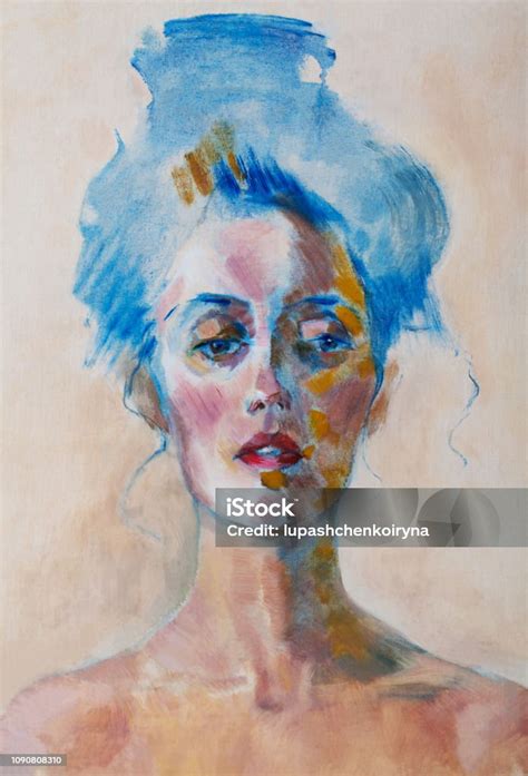 현대 미술에 내 원래 유화 작품 유행 그림 캔버스 복고풍 스타일 인상파 초상화에 헤어스타일으로 아름 다운 여자 인상주의에 대한 스톡 벡터 아트 및 기타 이미지 Istock