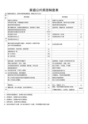 家庭公约奖惩制度表