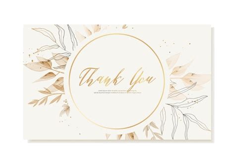 Premium Vector Template Wedding Thank You Card In Beige Gold Colors