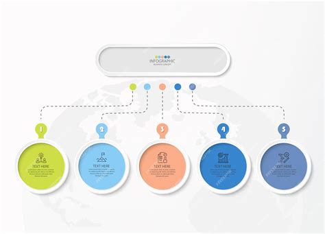 5단계 프로세스 또는 옵션으로 인포그래픽을 처리합니다 프리미엄 벡터