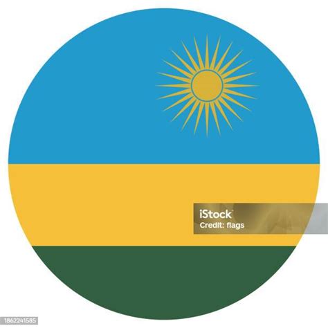 ルワンダの国旗フラグ アイコン標準色丸い旗コンピュータイラストレーションデジタルイラストレーションベクトル図 アイコンのベクターアート素材