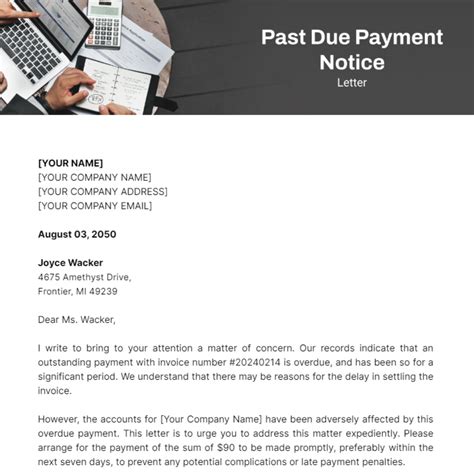 Past Due Payment Notice Letter Template Edit Online And Download