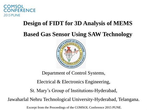 Pdf Design Of Fidt For 3d Analysis Of Mems Based Gas Sensor Using Saw