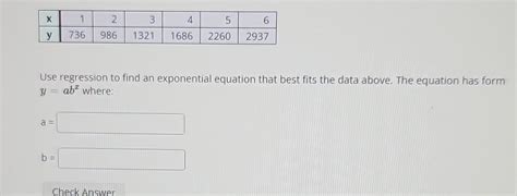 Solved Use Regression To Find An Exponential Equation That Chegg