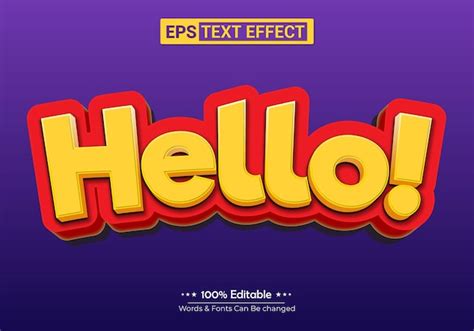 Premium Vector Hello Editable Text Effect Design Vector