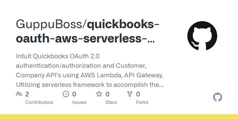 GitHub GuppuBoss Quickbooks Oauth Aws Serverless Framework Intuit Quickbooks OAuth