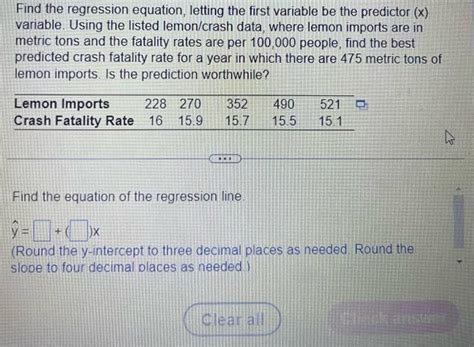 solved find the regression equation letting the first