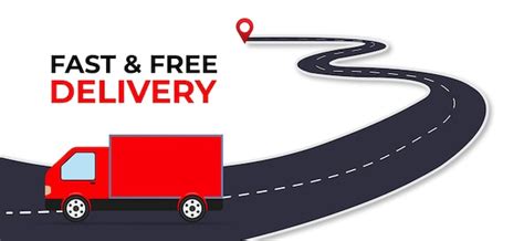 Entrega rápida y gratuita con camión en carretera Vector Premium