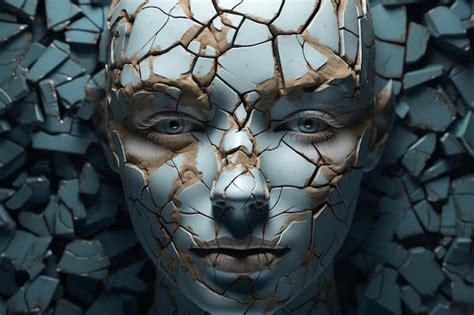 Premium Ai Image A Cracked Mask Revealing A Multitude Of Emotions B