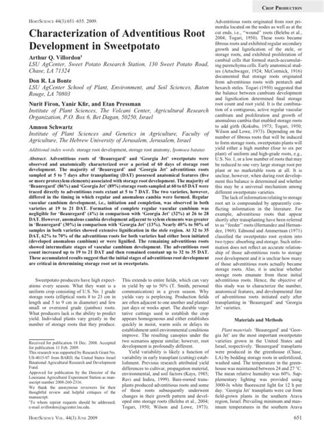 Characterization Of Adventitious Root Development In Sweetpotato Pdf