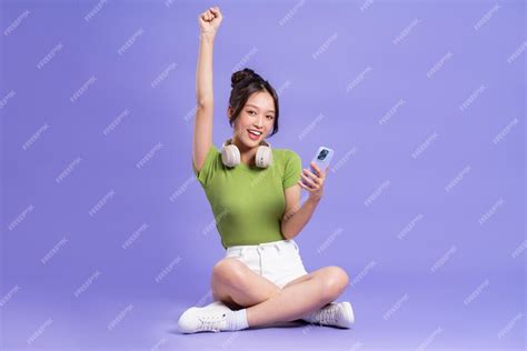 Premium Photo Full Body Image Of Beautiful Asian Girl Posing On Pink