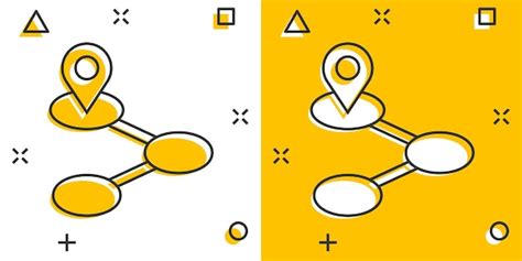 만화 스타일의 지도 핀 아이콘 Gps 탐색 만화 벡터 일러스트 레이 션 격리 된 흰색 배경 위치 스플래시 효과 비즈니스 개념을