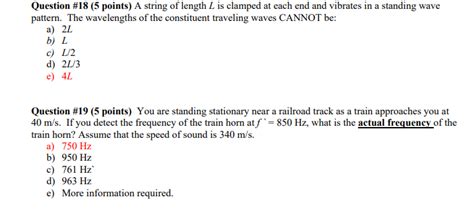 Solved Question 18 5 Points A String Of Length L Is Chegg