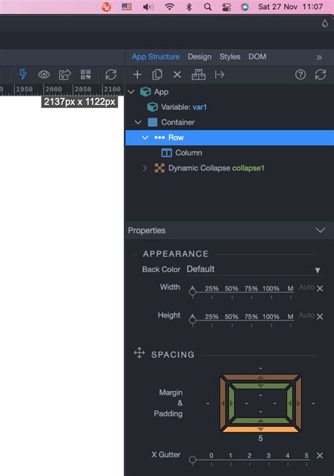 row not seen in app structure after applying mb class again bugs