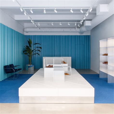 Striated Blue Teal Aluminium Walls Wrap Jack Erwin Flagship In New York