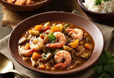 A Savory Plate Shrimp Gumbobut Instead Shrimp Use Diced Apricots Stock