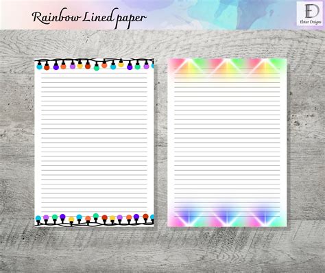 Rainbow Lined Paper Printable Lined Paper Letter Writing Paper