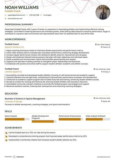 Football Coach Resume Template