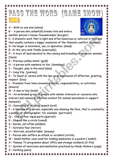 Password Pass The Word Worksheet Icebreakers Class 8 Word
