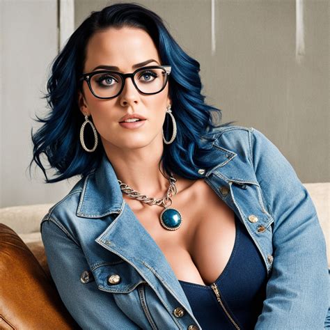 Busty Katy Perry With Glasses Wears A Denim Jacket By M Hu Playground