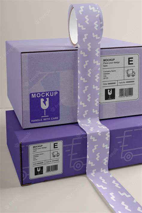 Premium Psd Cardboard Box With Sealing Tape Mock Up