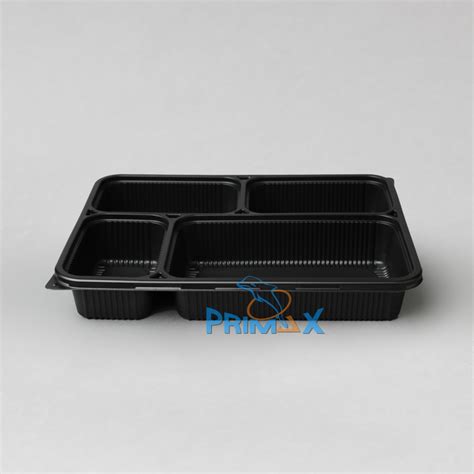 4 Compartment Black Base Container With Clear Lid Buy Four
