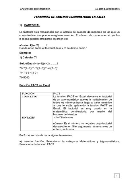funciones de analisis combinatorio en excel pdf combinatoria