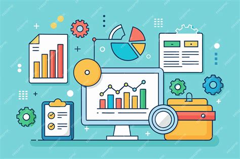 Premium Vector A Computer Screen Showing A Detailed Chart For Business Data Analysis With A