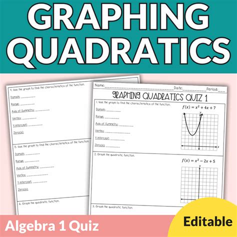 Graphing Quadratics Quizzes With Answer Key And Editable Powerpoint For