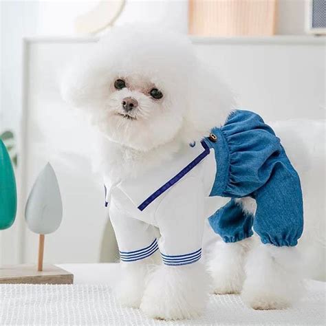 『台灣x現貨秒出』海軍風牛仔寵物四腳衣服 貓咪衣服 狗狗衣服 寵物衣服 寵物服飾 寵物裝扮 木木坊 Iopen Mall
