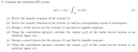 Solved Consider The Following Lti System Yt Xt