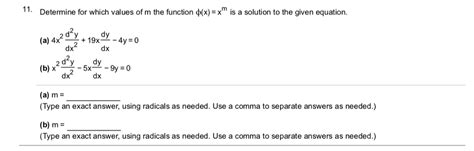 solved 11 determine for which values of m the function
