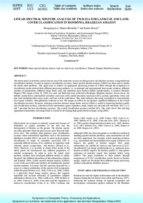 pdf linear spectral mixture analysis of tm data for land use and land cover … mateus