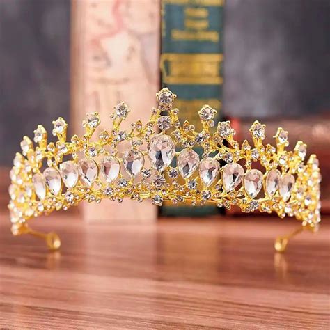 Coroa De Cabelo Noiva Dourada Tiara Casamento T118 Elo7
