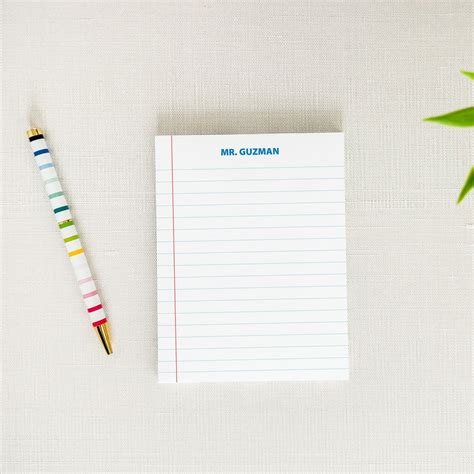 Lined Paper Personalized Notepad For Teachers Meredith Collie Paper