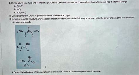 Solved Texts 1 Define Lewis Structure And Formal Charge Draw A