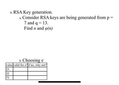Solved 6 Rsa Key Generation A Consider Rsa Keys Are Being