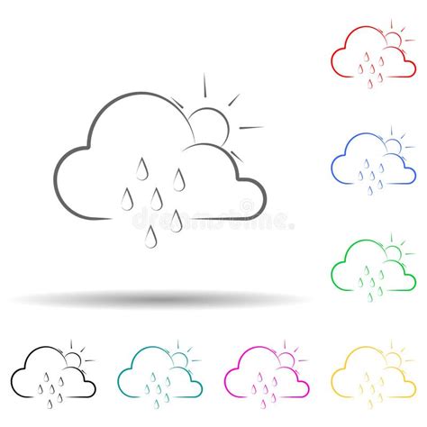 Partial Rain Sign Multi Color Style Icon Simple Thin Line Outline Vector Of Weather Icons For
