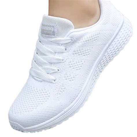 Damskie buty sportowe wykonane z siateczki oddychające białe obuwie