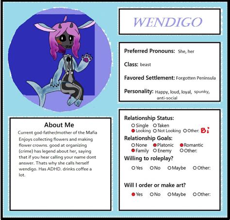 Wendigo Relationship Sheet By Discordwho On Deviantart