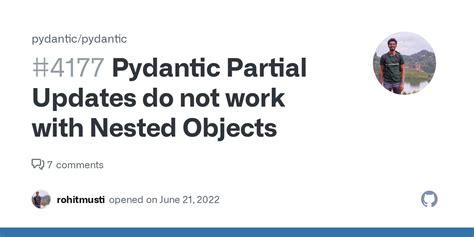 Pydantic Partial Updates Do Not Work With Nested Objects · Issue 4177 · Pydanticpydantic · Github
