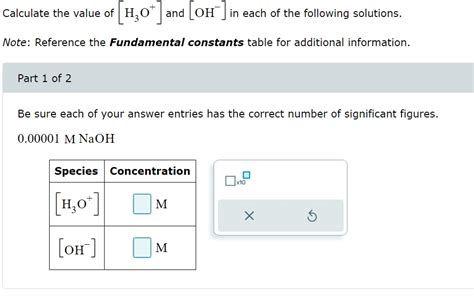 Solved Calculate The Value Of H O And OH In Each Of The Chegg Com