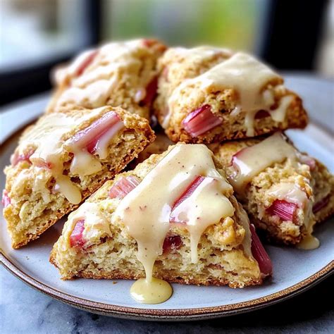 Incredible Rhubarb Scones Recipe With Lemon Glaze Delight