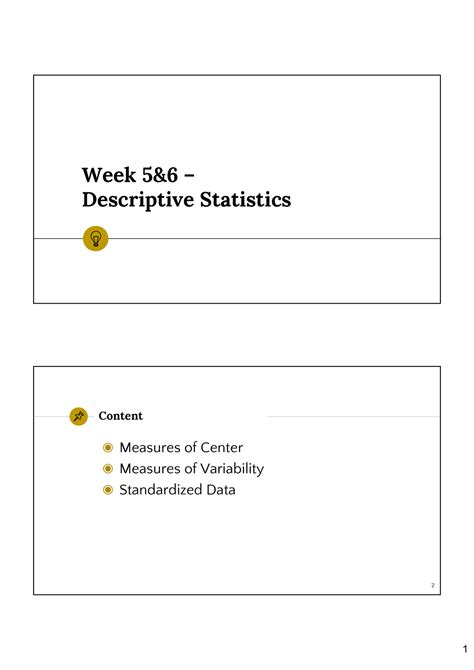 Slides Week Descriptive Statistics Week Descriptive Statistics Content Measures Of