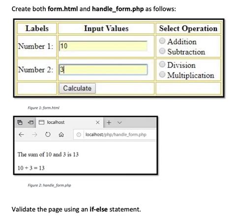Solved Create Both Form Html And Handle Form Php As Follows Chegg