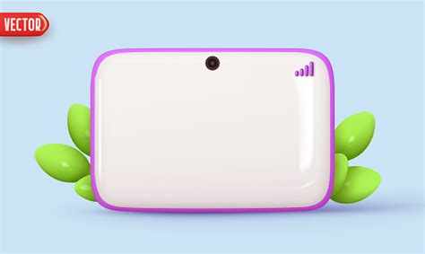 데스크톱 태블릿 빈 화면 모니터 템플릿입니다 최신 컴퓨터 모니터 현실적인 3d 만화 스타일 디자인 파란색 배경에 격리되어 있습니다 벡터 일러스트 레이 션 장치 화면에 대한