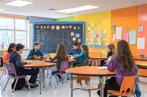 Dynamic Classroom With Students Collaborating Under Soft Lighting Dynamic Classroom With Students Collaborating Under Soft Lighting
