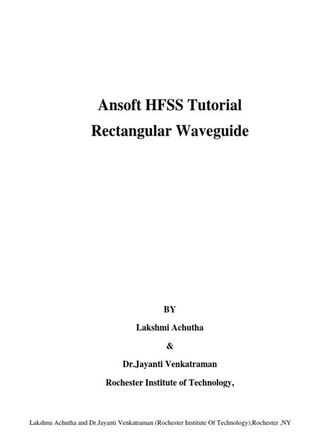 Rectangular Waveguide Manual In Hfss Pdf Waveguide Matrix Mathematics
