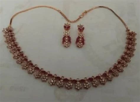 Red And Golden Party Wear Brass Necklace Set At Rs 615 Set In Jaipur